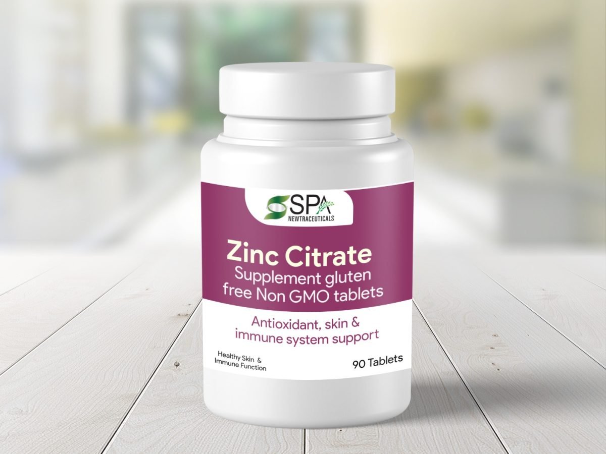 Zinc Citrate 50mg Supplement Gluten Free Non GMO Tablet - Plenum Biotech